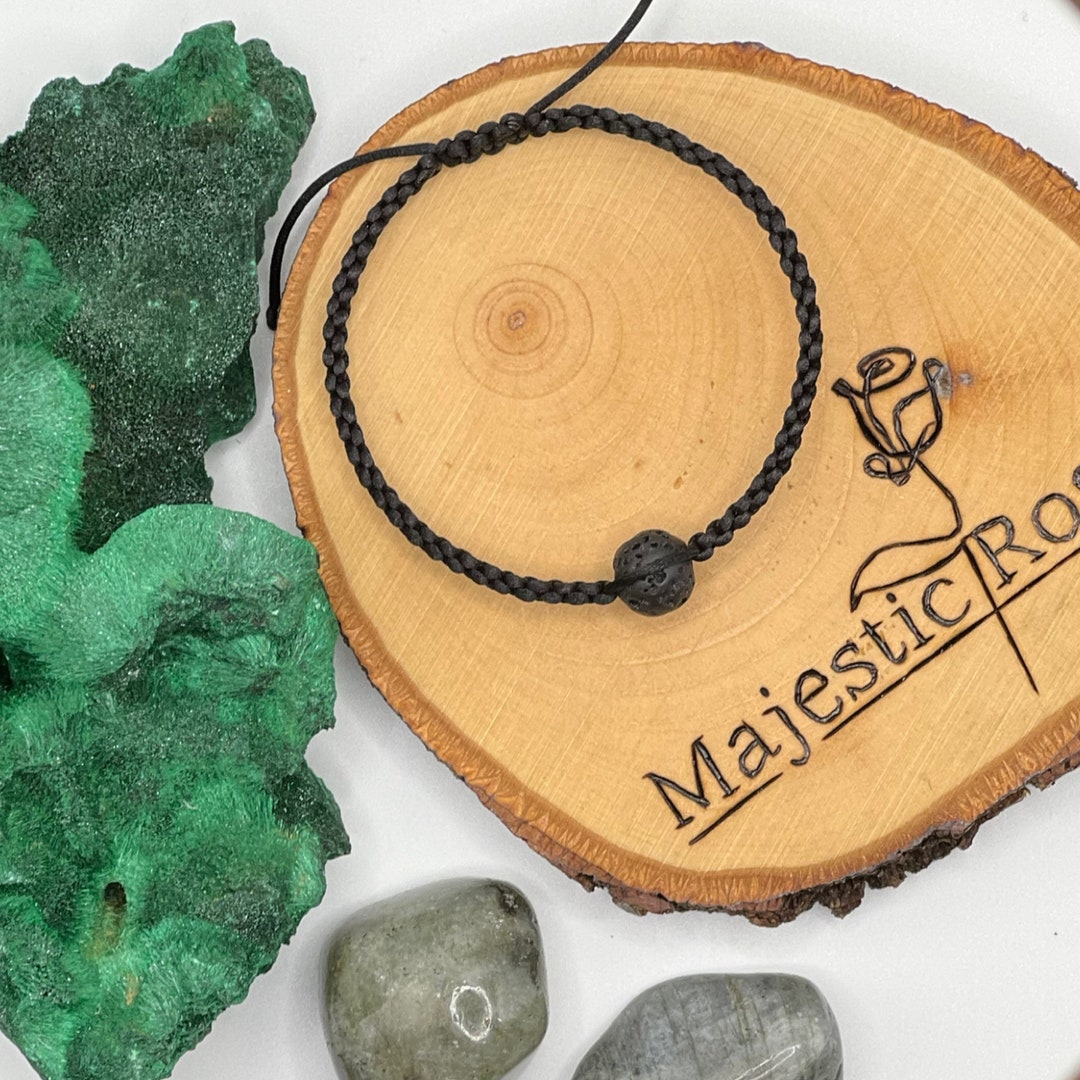 Basalt Lava Rock Minimalist Jewelry Macrame Bracelet Friendship BFF ...