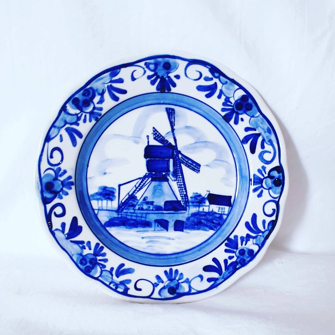Vintage Handpainted Blue Delft Small Wall Plate Blue and - Etsy