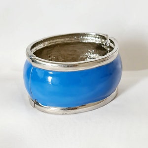 Vintage Enamel Blue Clamper Bangle, Chunky Enamel Cuff Bangle, Spring ...