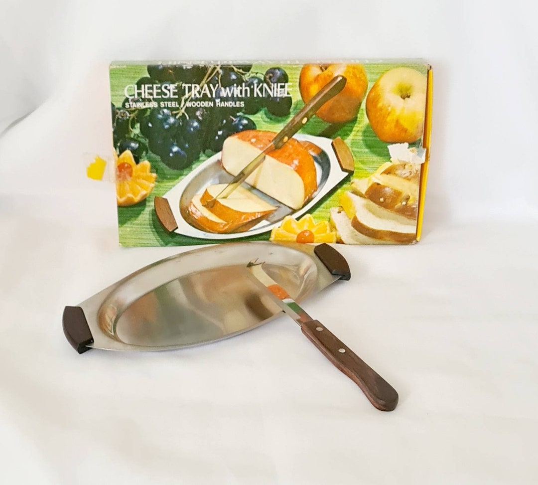 Vintage Classic Mid Century Cheese Plate With Knife, 1960s Kitchenalia ...