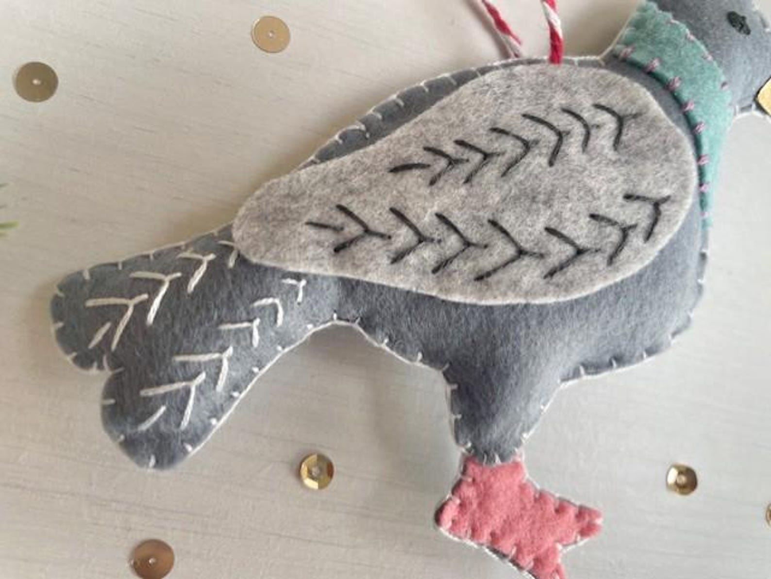 Felt Pigeon Christmas Ornament: Handmade Bird Decoration - Etsy