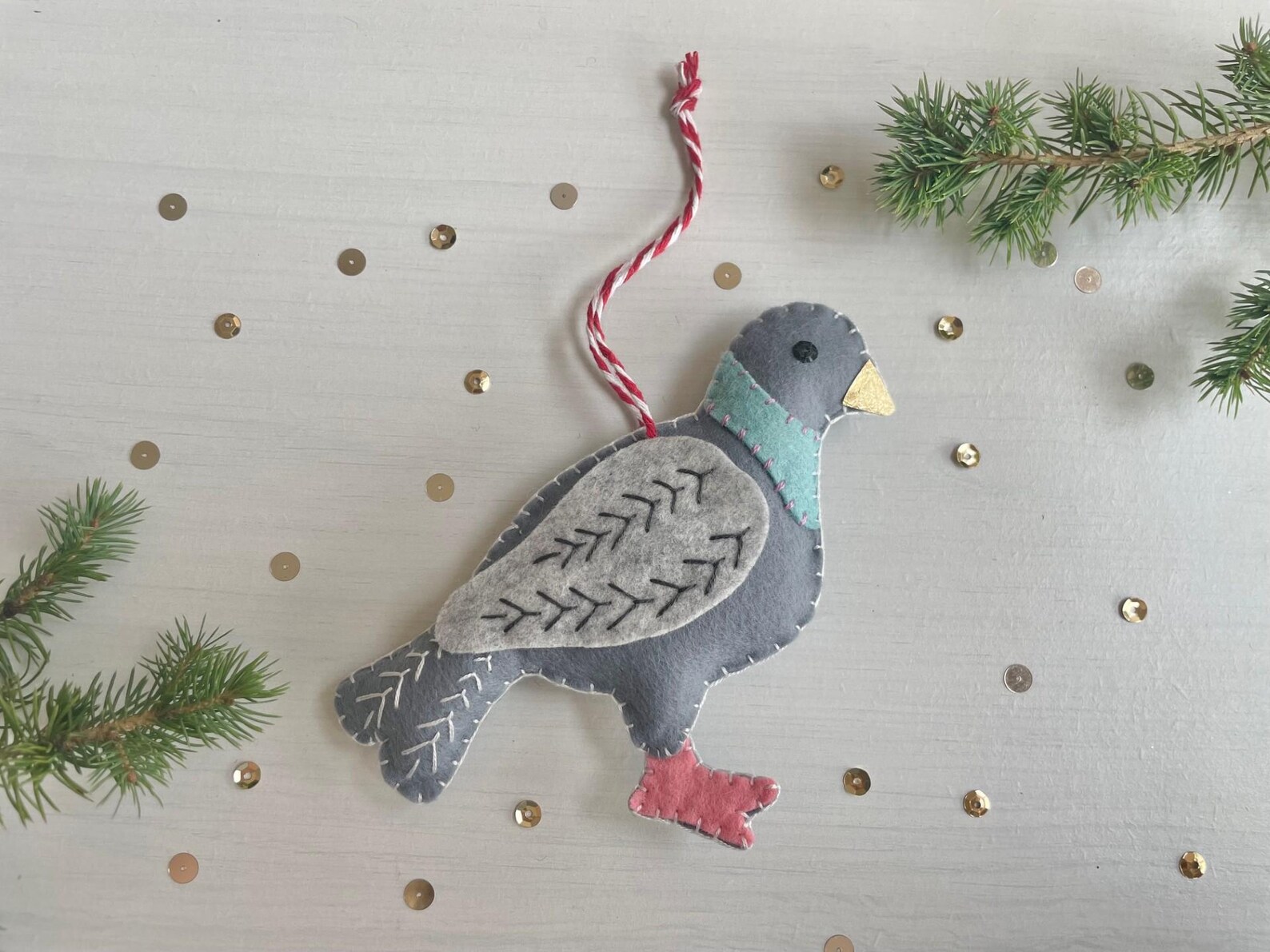 Felt Pigeon Christmas Ornament: Handmade Bird Decoration - Etsy