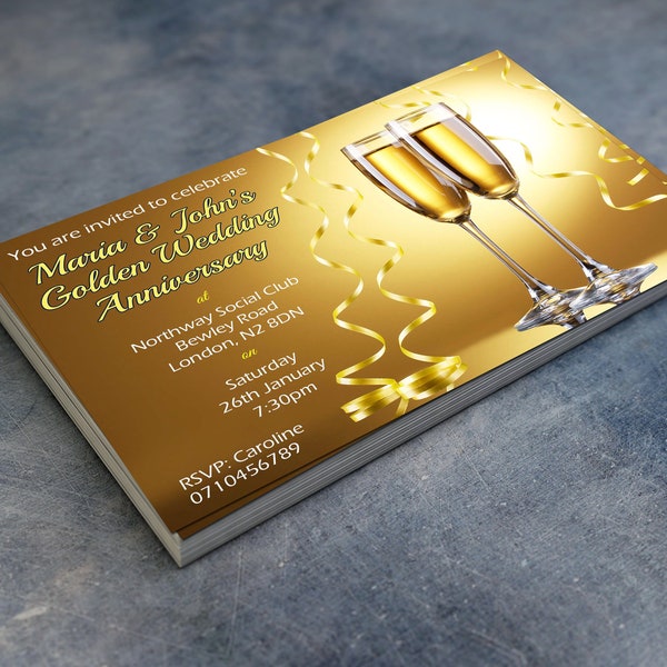 Golden Wedding Invitations - Etsy UK