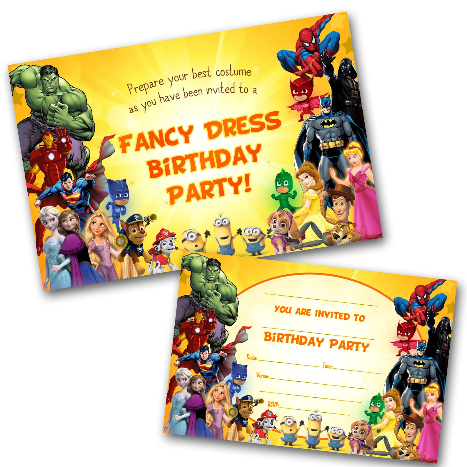 Fancy Dress Party Invitations Write On Printed double | Etsy