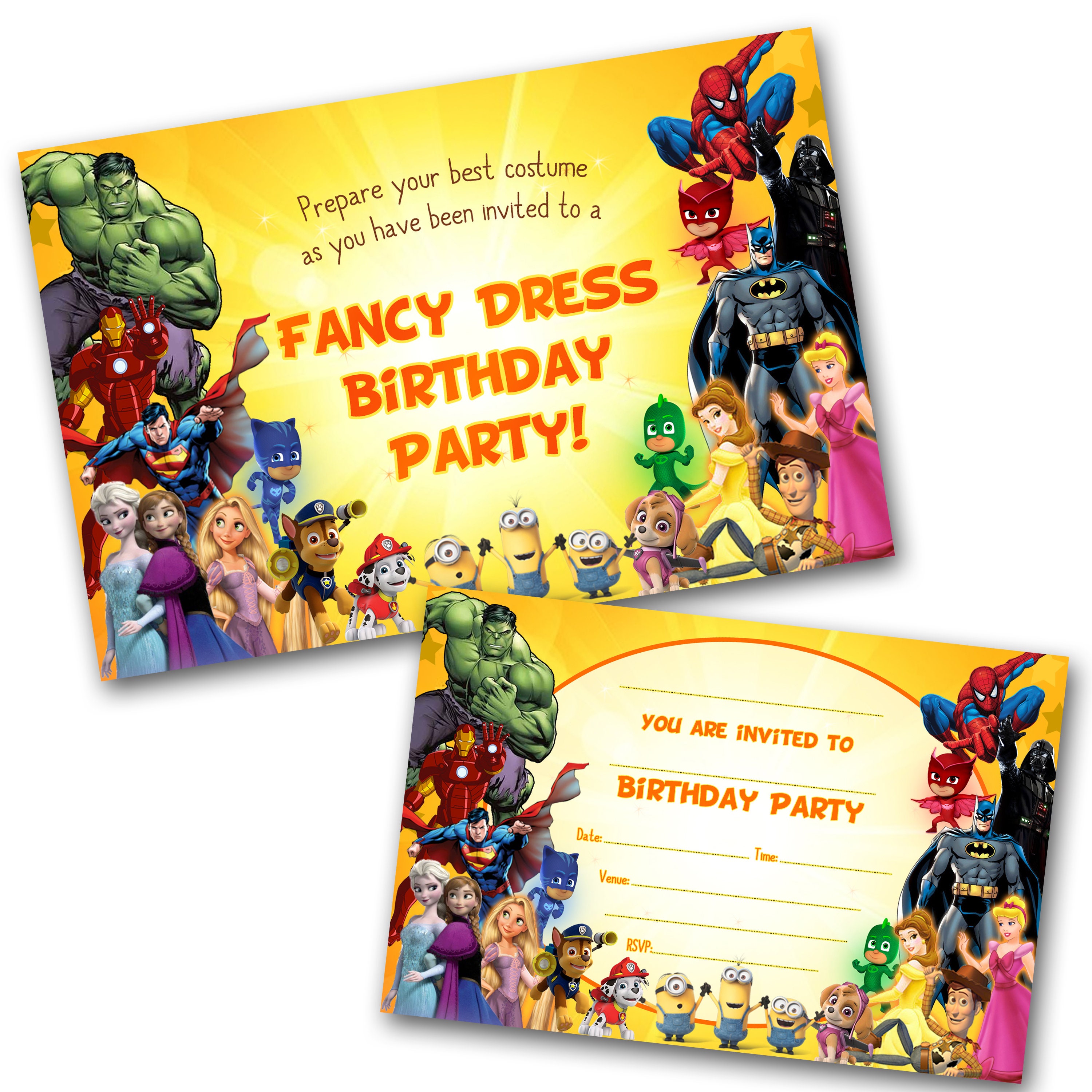 Fancy Dress Party Invitations Write On Printed double | Etsy