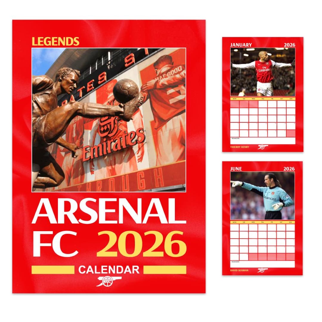 Arsenal Legends Calendar 2026 (A4 Hanging) - Etsy