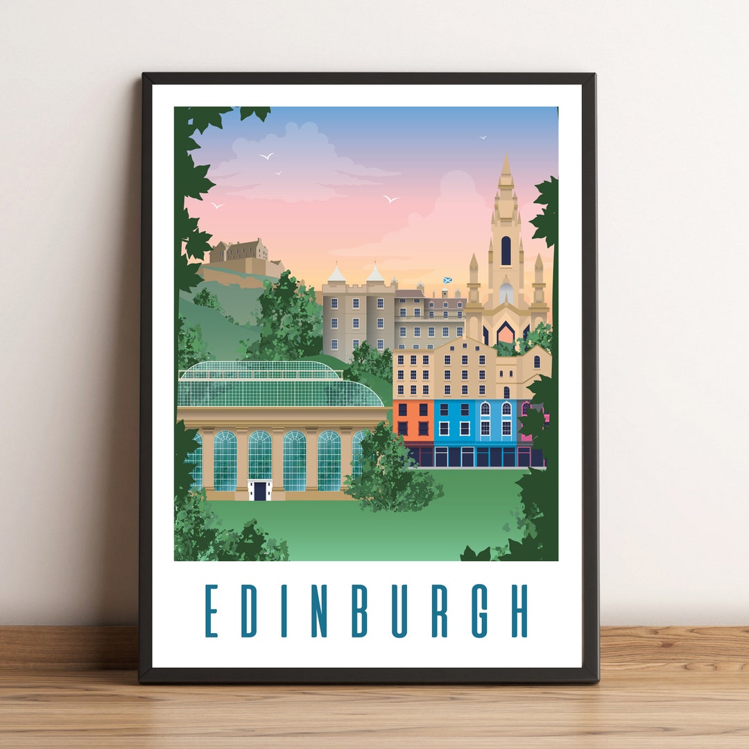 Edinburgh Artwork Travel Poster Wall Print Art - Etsy UK