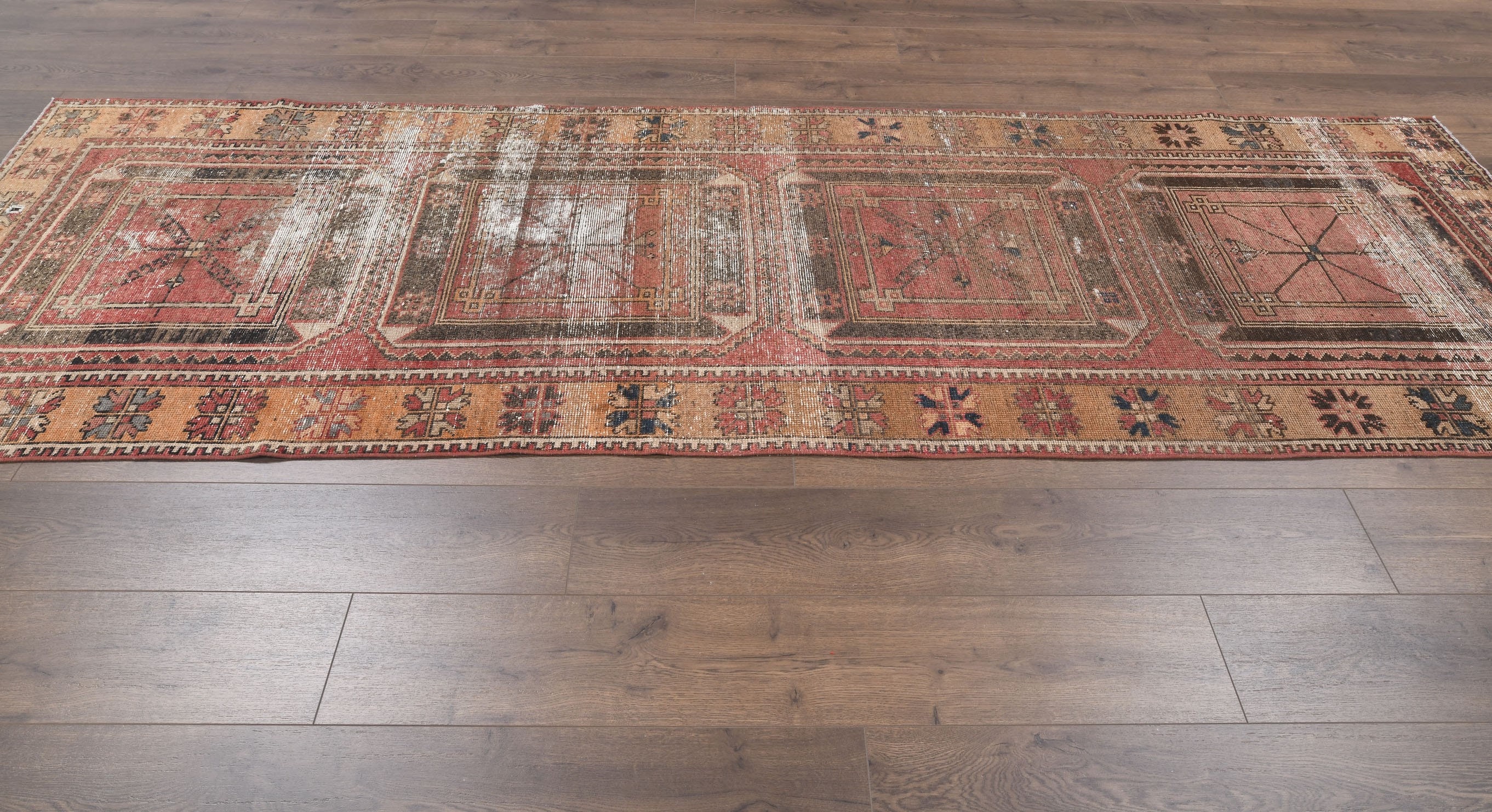 3.5x10.6, TURKISH Runner, Orange Red Rug Turkish Vintage Runner ...