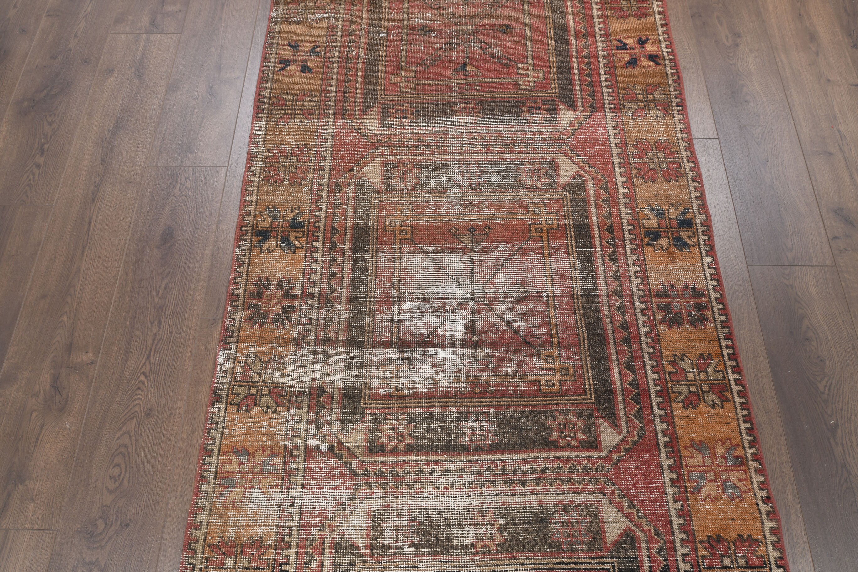 3.5x10.6, TURKISH Runner, Orange Red Rug Turkish Vintage Runner ...