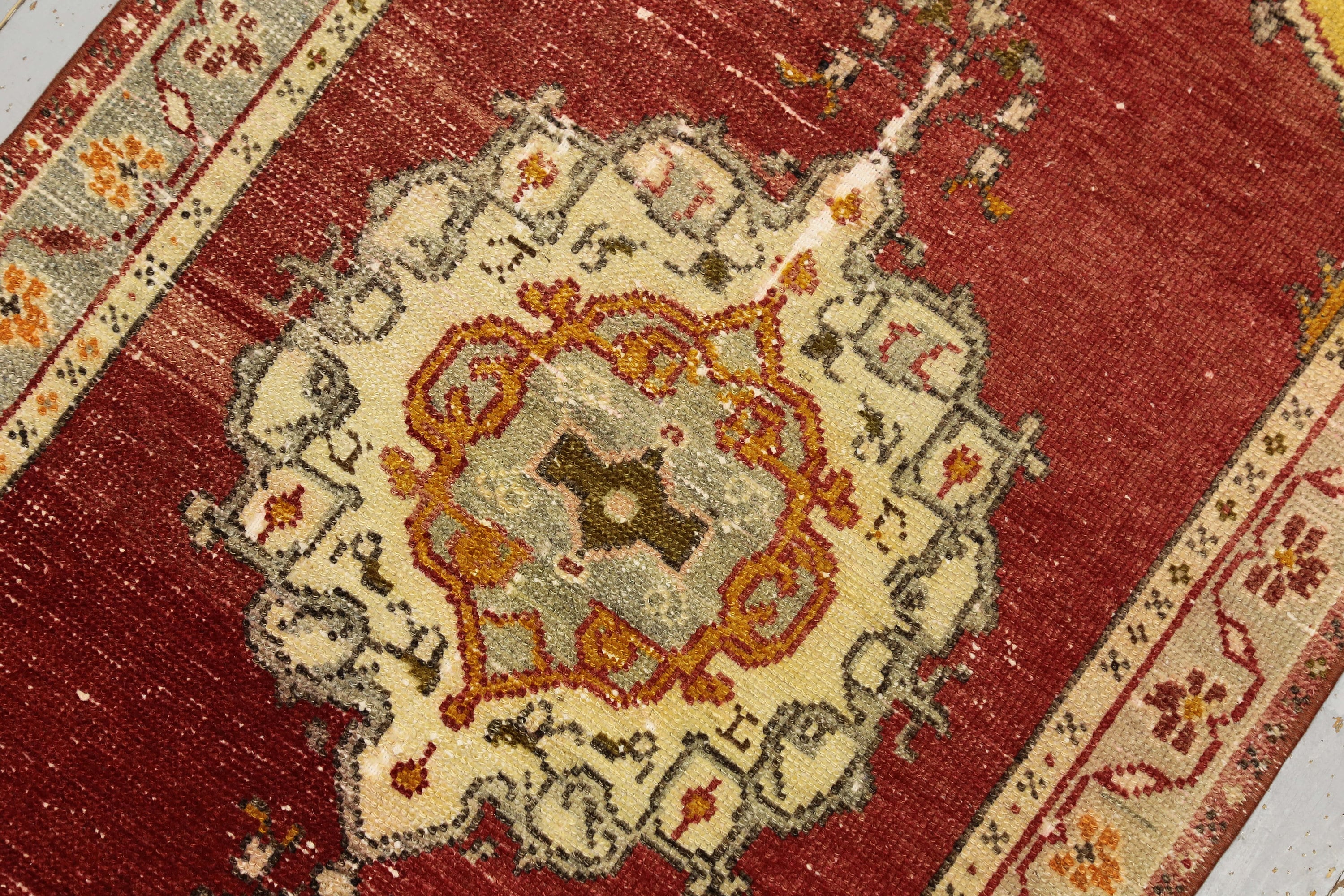 2.4x4.4, Turkish Throw Red Beige Royal Oushak Small Vintage Rug, Home ...