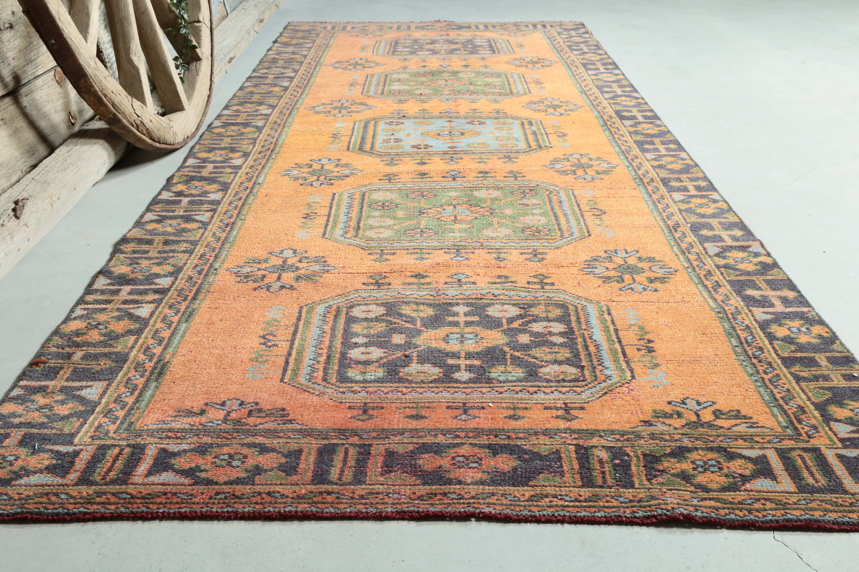 3.9x11.3 RUGS RUNNER, Orange Runner Rug Turkish, Turkish Runner ...