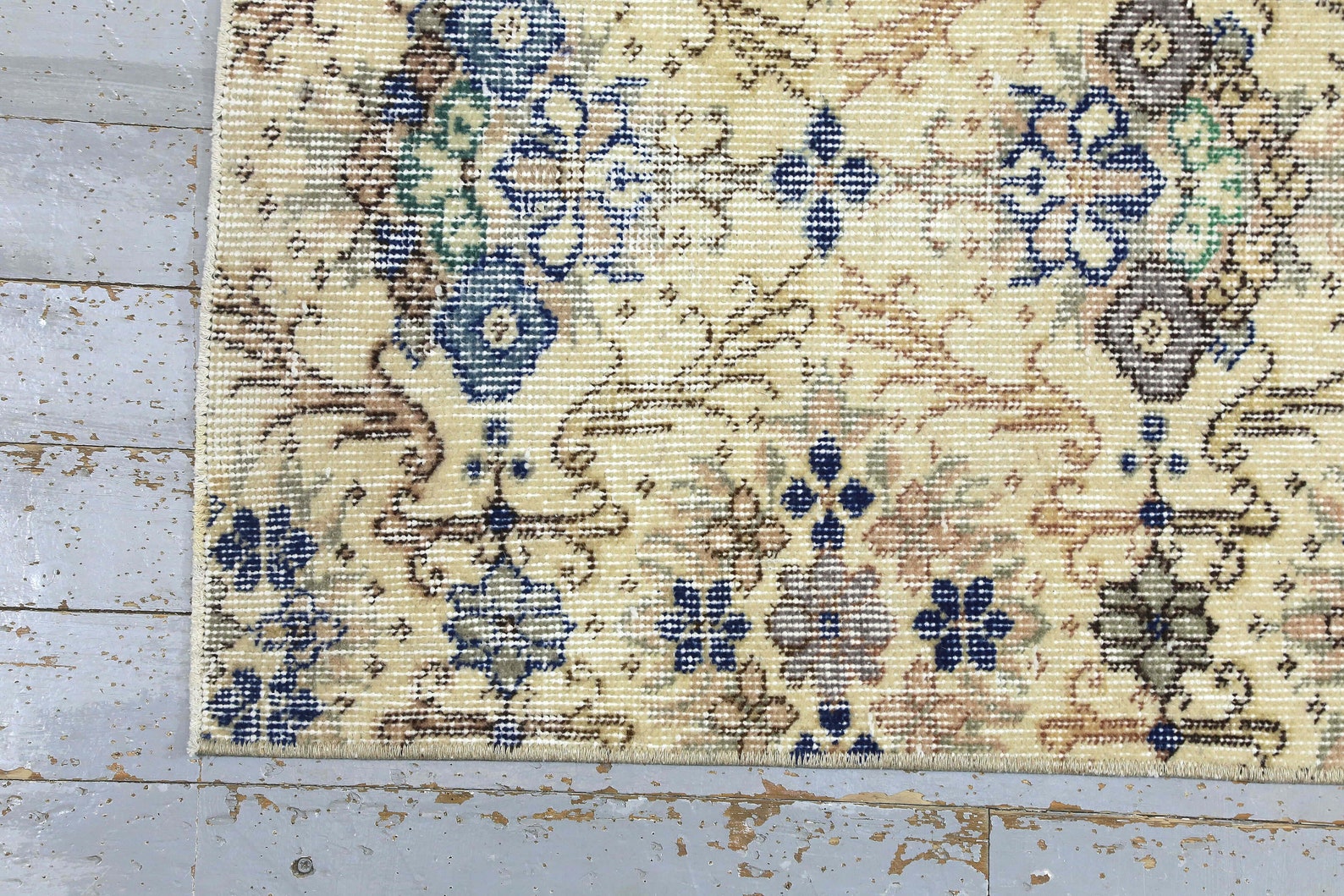 2x6.9 IKAT RUNNER RUG Beige Turkish Runner Floral Vintage - Etsy