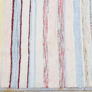 6.1x9.3 TURKISH KILIM, Pastel White Turquoise Yellow FLATWEAVE Vintage ...