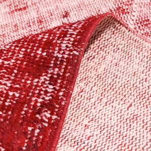 5.5x8.6, LUXURIOUS Red Distressed Area Rug, Turkey Rug, Red Area ...