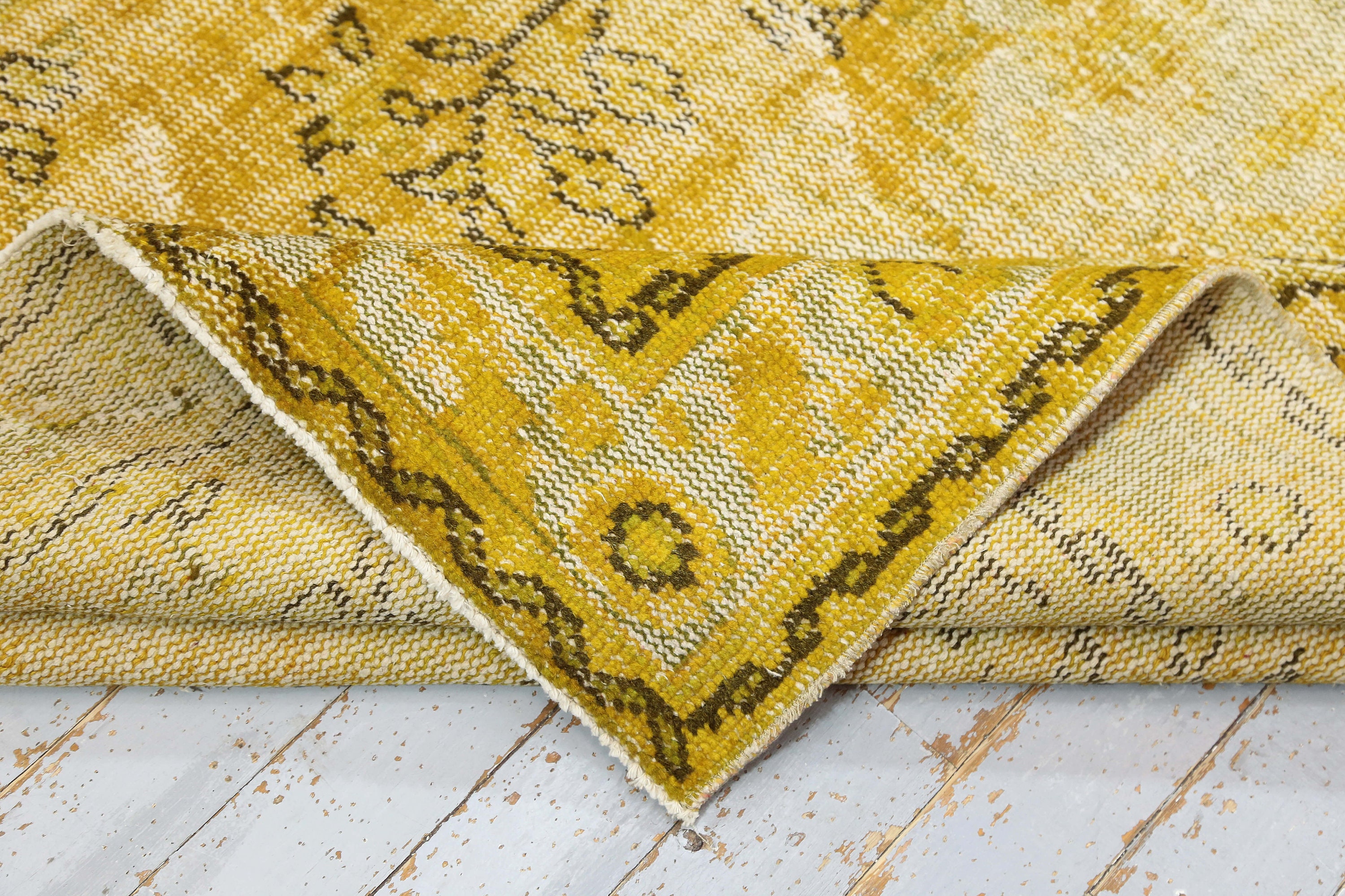 5.4x9.5 Turkish Oushak Rug Yellow Vintage Carpet Rug | Etsy