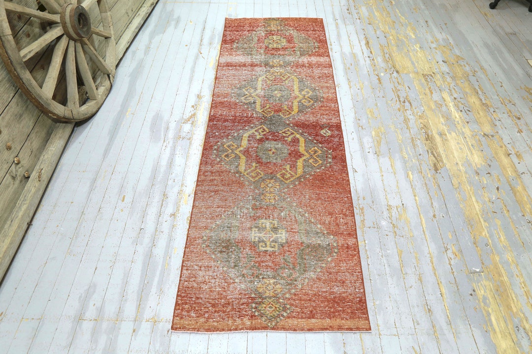 2.9x9.8, TURKISH RUNNER, Red Turkish Vintage Runner, Faded Home Decor ...