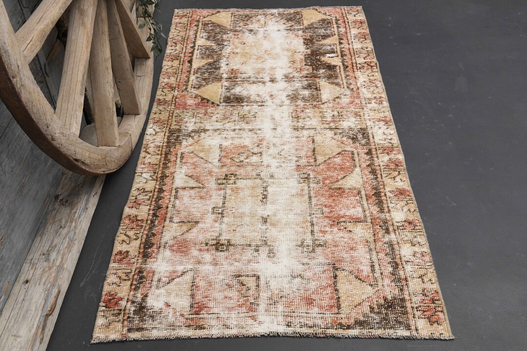 2'7x5'7 Orange Runner Rug, Antique Anatolian Rugs, Floor Runner Rug ...