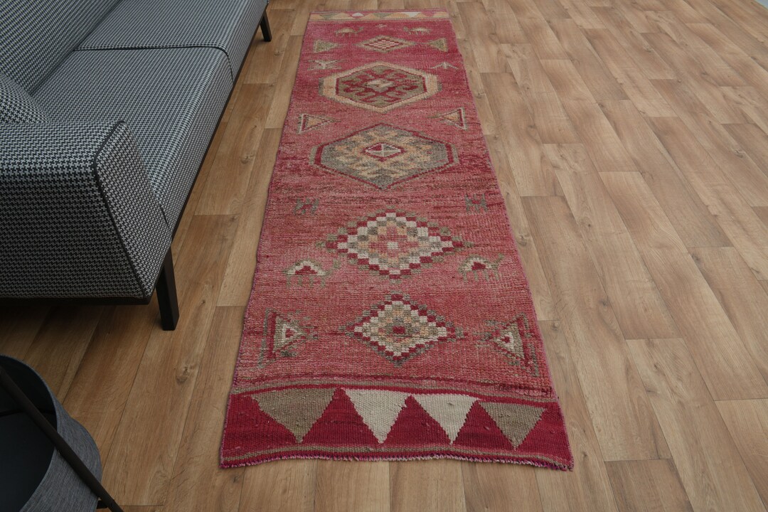 2.7x9.4 TURKISH RUNNER PINK, Vintage Runner Rug, Oushak Runners ...