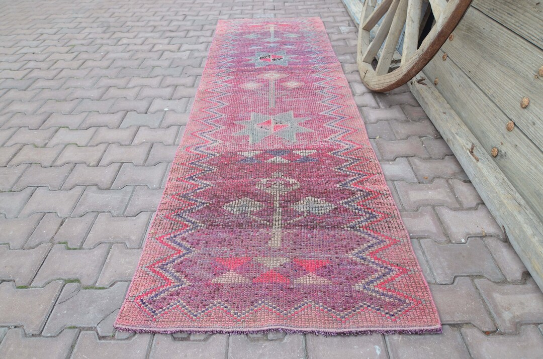 2.8x8.8, RUNNER, Pink TURKISH Runner, Vintage Runner, Ikat Runner ...