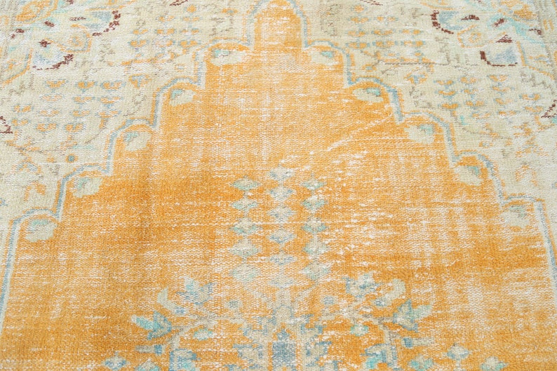 6x9 TURKISH RUG Orange Ivory Neutral Beige Distressed Rug - Etsy