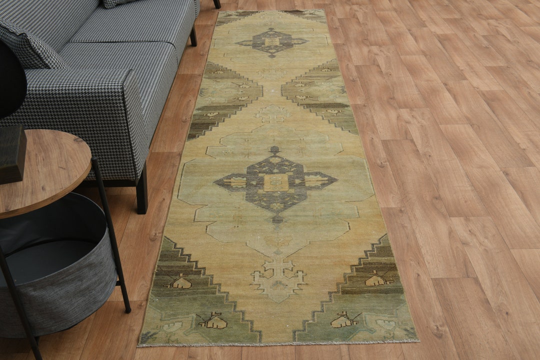 3x11'5 VINTAGE RUNNER Orange Turkish Runner, Faded Natural Orange Beige ...