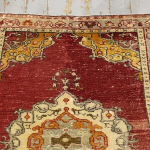 2.4x4.4, Turkish Throw Red Beige Royal Oushak Small Vintage Rug, Home ...