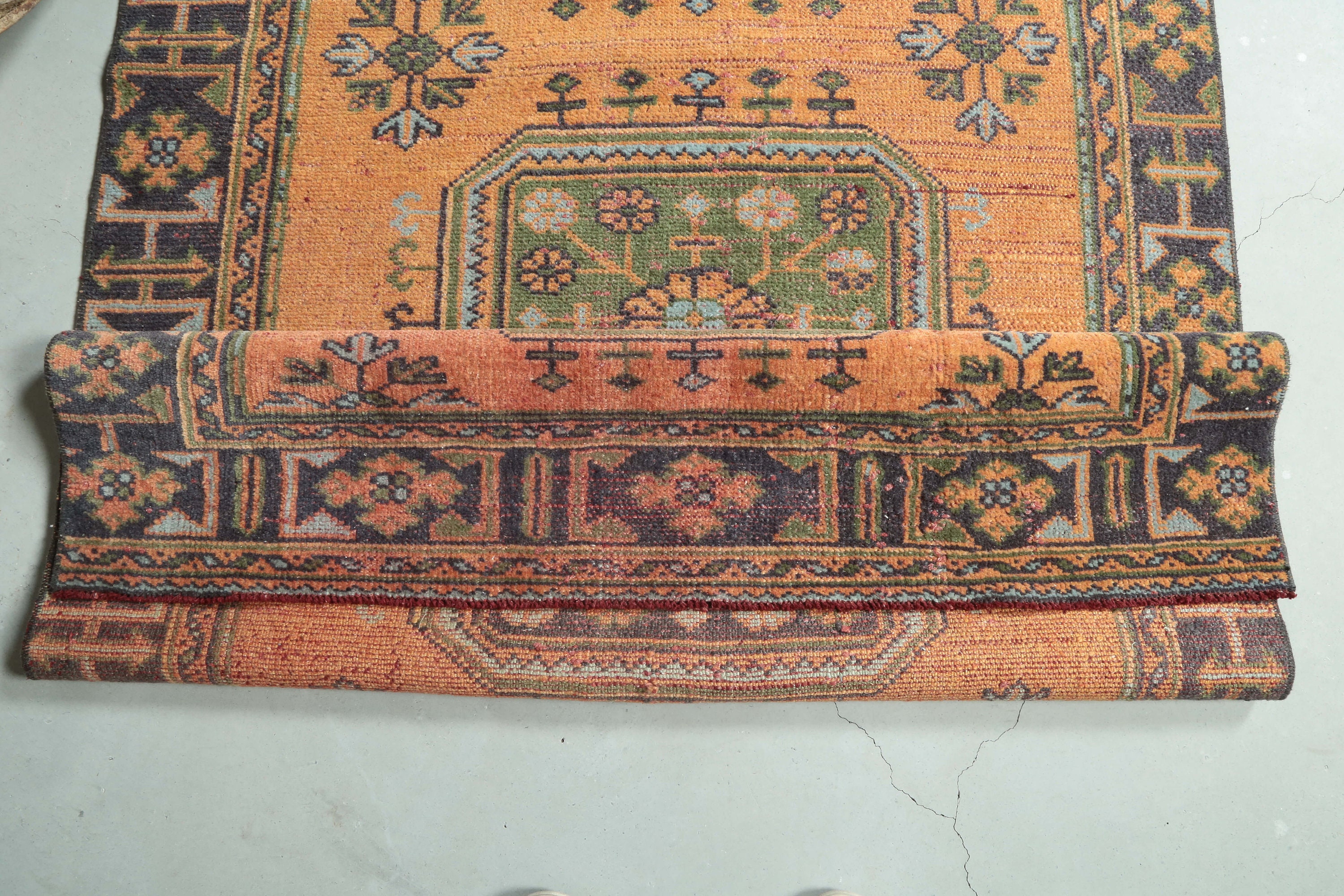 3.9x11.3 RUGS RUNNER, Orange Runner Rug Turkish, Turkish Runner ...