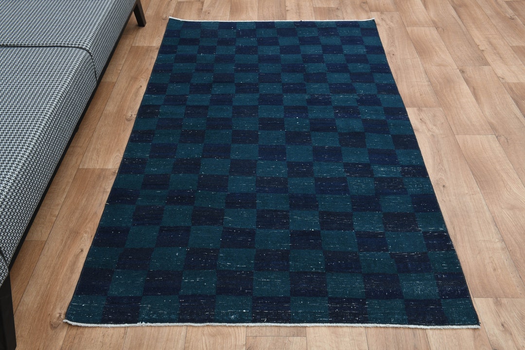 3'8x6'4 Ft, BLUE TURKISH RUG, Area Rug, Decor Vintage, Oriental ...