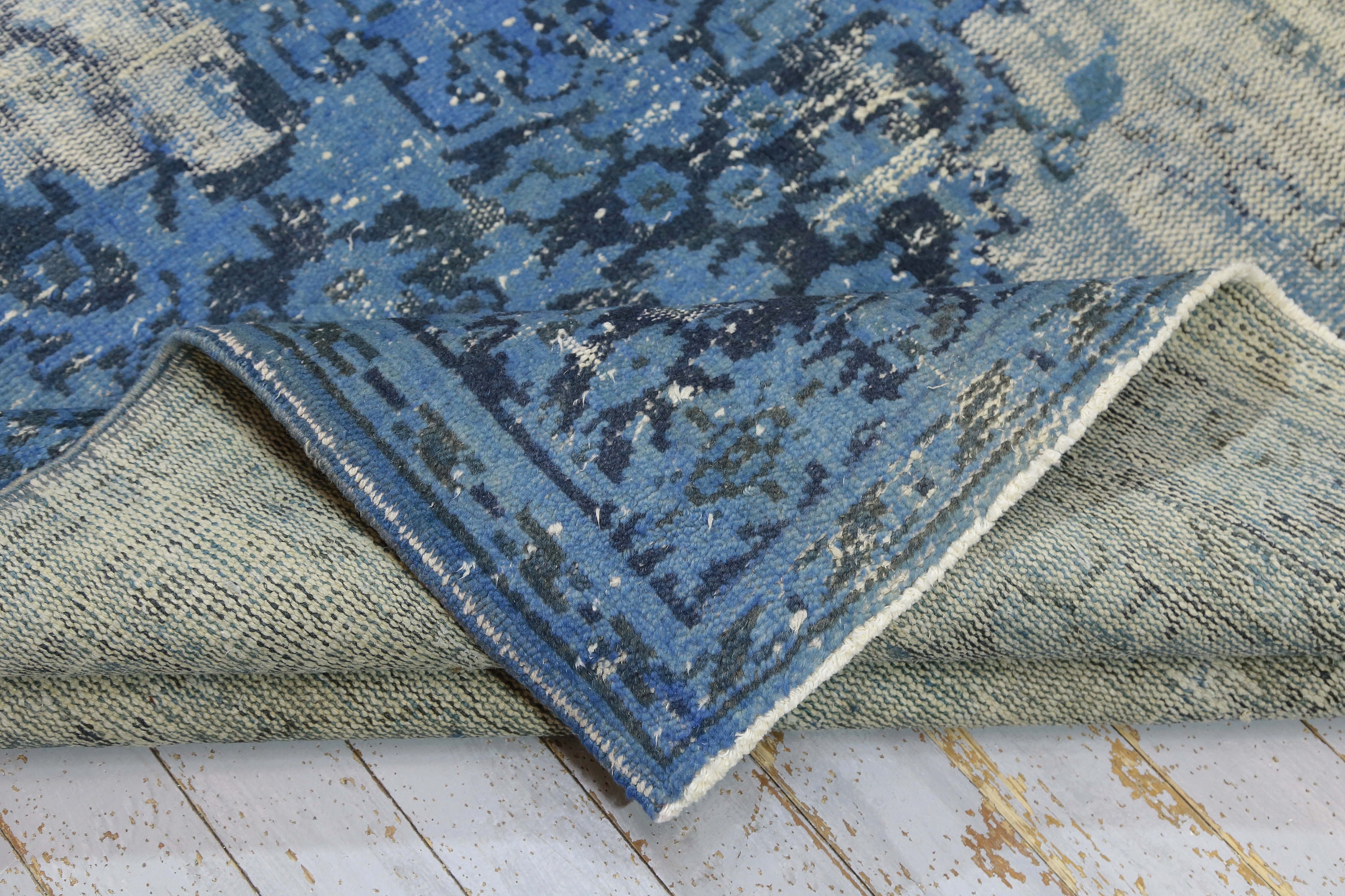 6.2x8.5 TURKISH RUG Blue Vintage Area Rug Wool Rug Oushak | Etsy