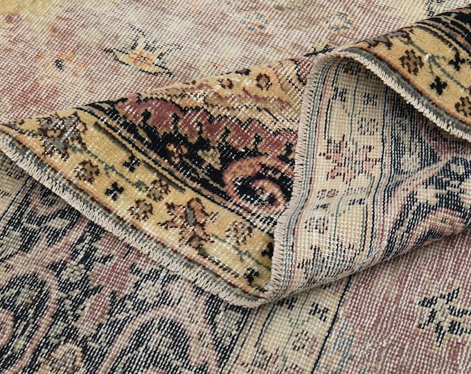 6.1x9.3 TURKISH KILIM, Pastel White Turquoise Yellow FLATWEAVE Vintage ...