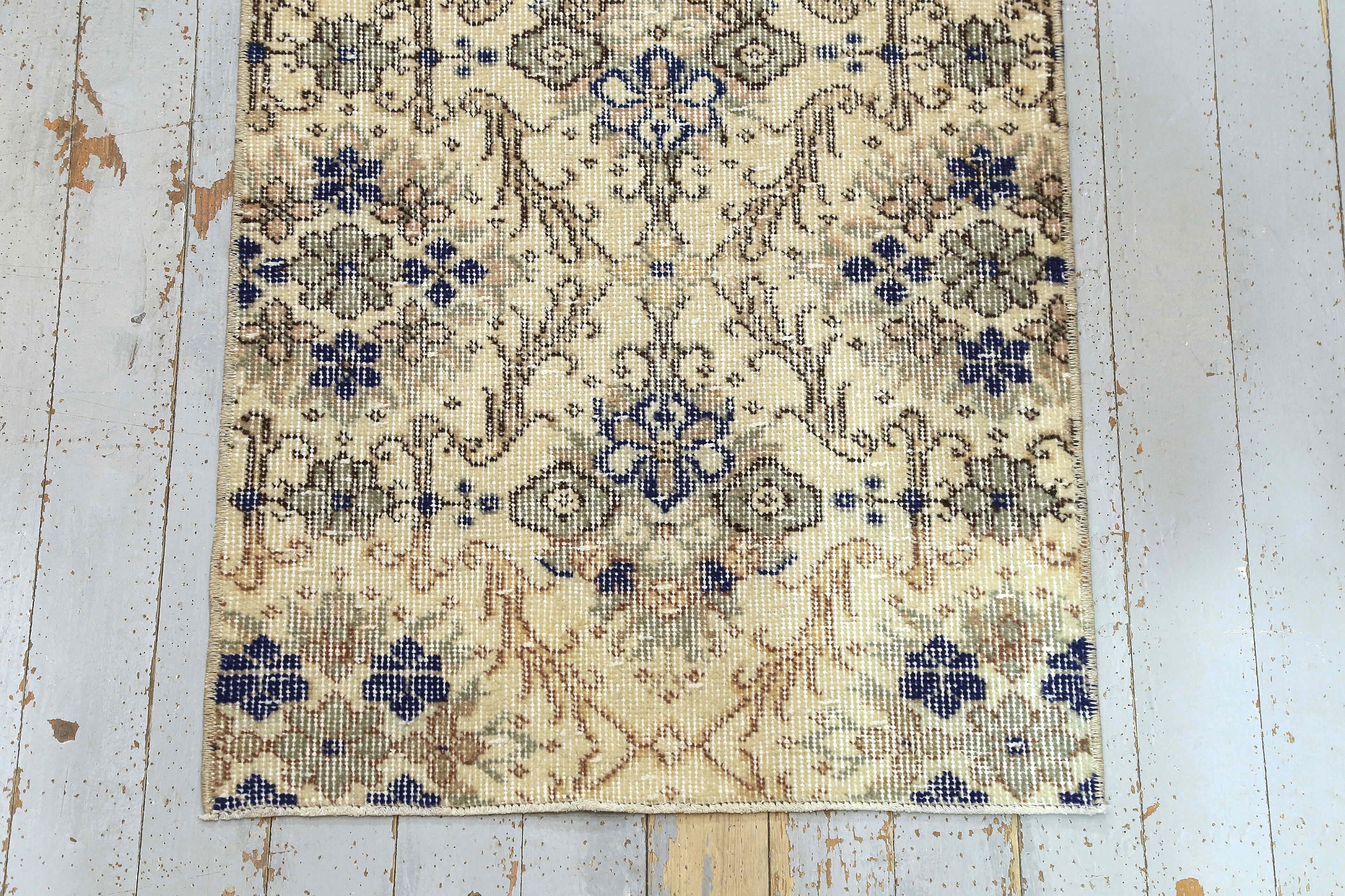 2x6.9 IKAT RUNNER RUG Beige Turkish Runner Floral Vintage - Etsy