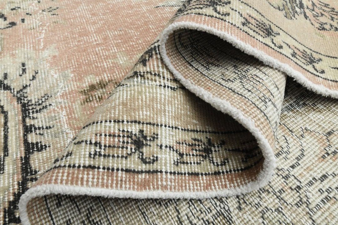 7x10 FADED PINK RUG, Luxury Decor, Floral Rug, Pink Turkish Rug, Area ...