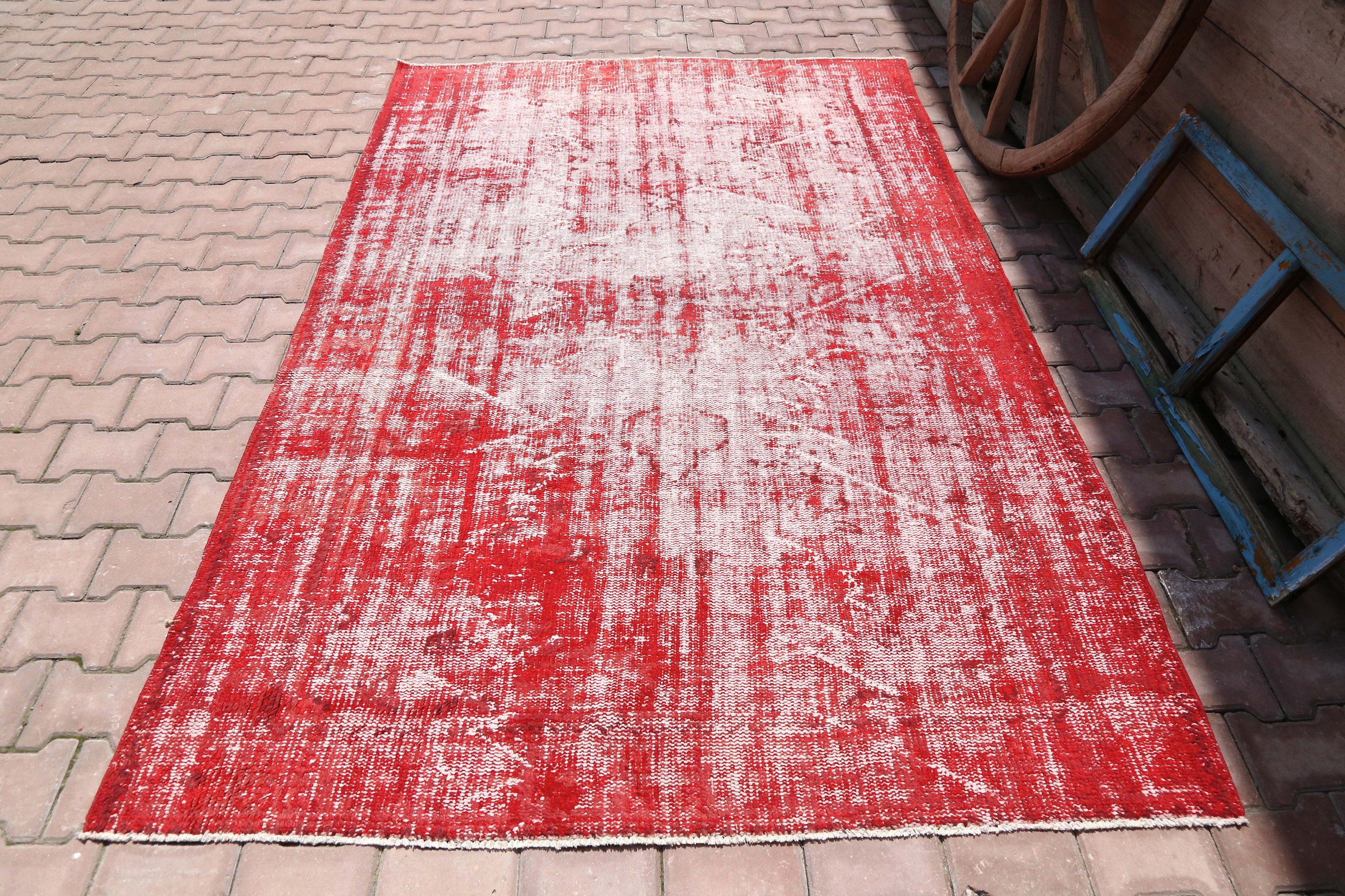 5.5x8.6 LUXURIOUS Red Distressed Area Rug Turkey Rug Red | Etsy