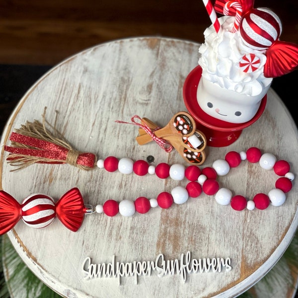 Candy Cane Bead Garland - Etsy