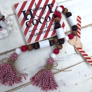 GARLAND ONLY/ Peppermint Hot Cocoa Wood Bead Garland/ - Etsy