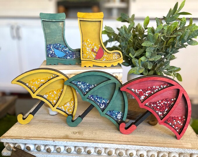 SPRING SHAKER Sign/ Rain Boot and Umbrella Signs/ Wood Signs Shaker ...