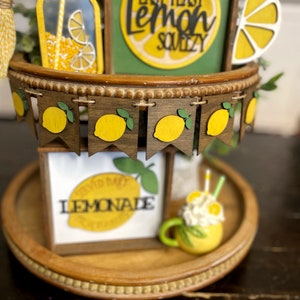 LEMON TIERED TRAY/ Lemon Themed Decor & Bundle / Wood Signs, Wood Bead ...