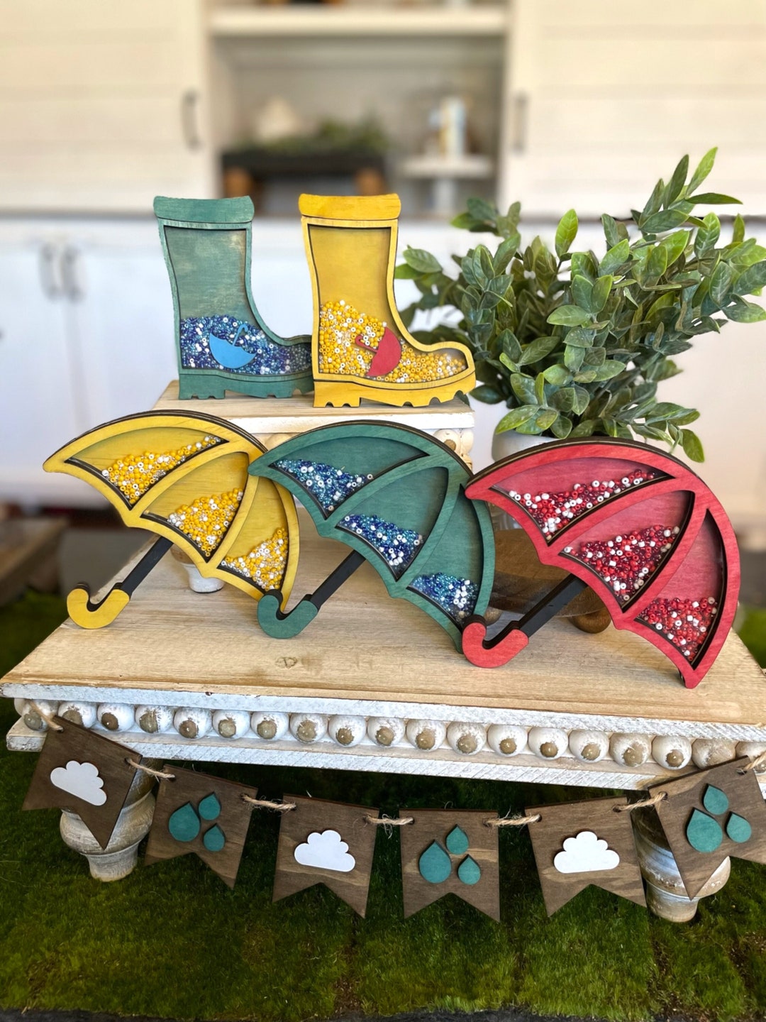 SPRING SHAKER Sign/ Rain Boot and Umbrella Signs/ Wood Signs Shaker ...