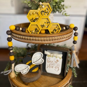 BEE TIERED TRAY/ Honey Bee Themed Decor & Bundle / Wood Signs, Wood ...