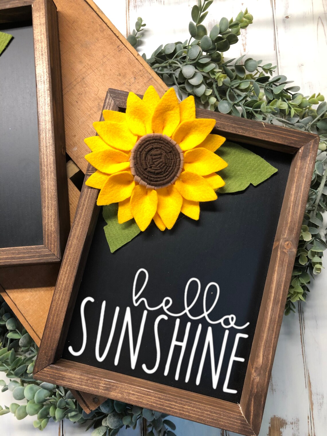 Hello Sunshine Sign Farmhouse Style with Felt Sunflower | Etsy