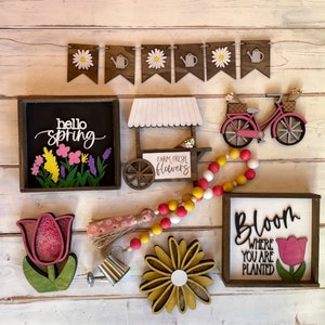Bicycle and Market Stall Signs/ Mini Bicycle With Flowers / Wood Signs ...