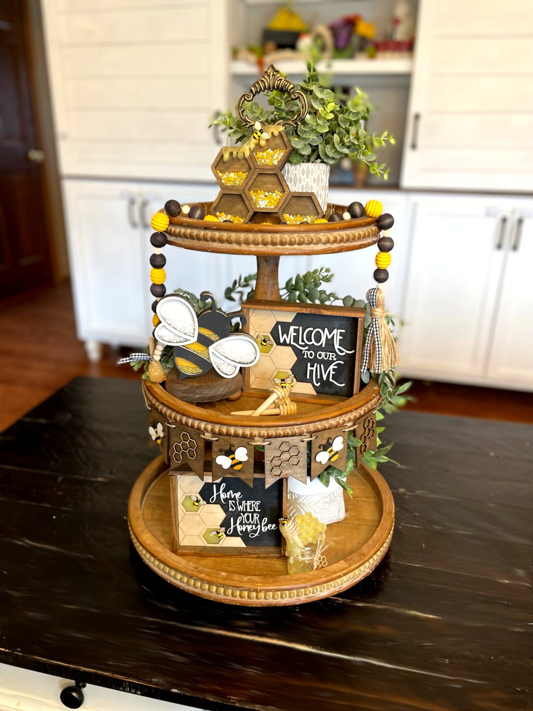 BEE TIERED TRAY/ Honey Bee Themed Decor & Bundle / Wood Signs, Wood ...