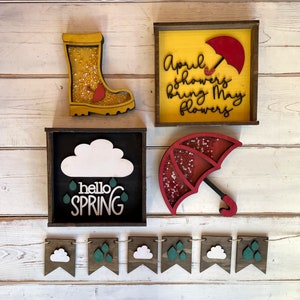 SPRING SHAKER Sign/ Rain Boot and Umbrella Signs/ Wood Signs Shaker ...
