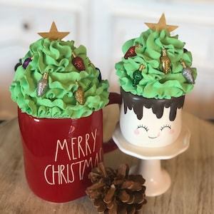 TOPPER ONLY/ Christmas Tree Rae Dunn or Marshmallow Mug Faux Whipped ...