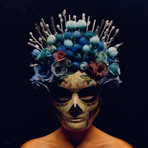 Made to Order. Catrina Mask With Blue Flowers and Angels. Day of the ...