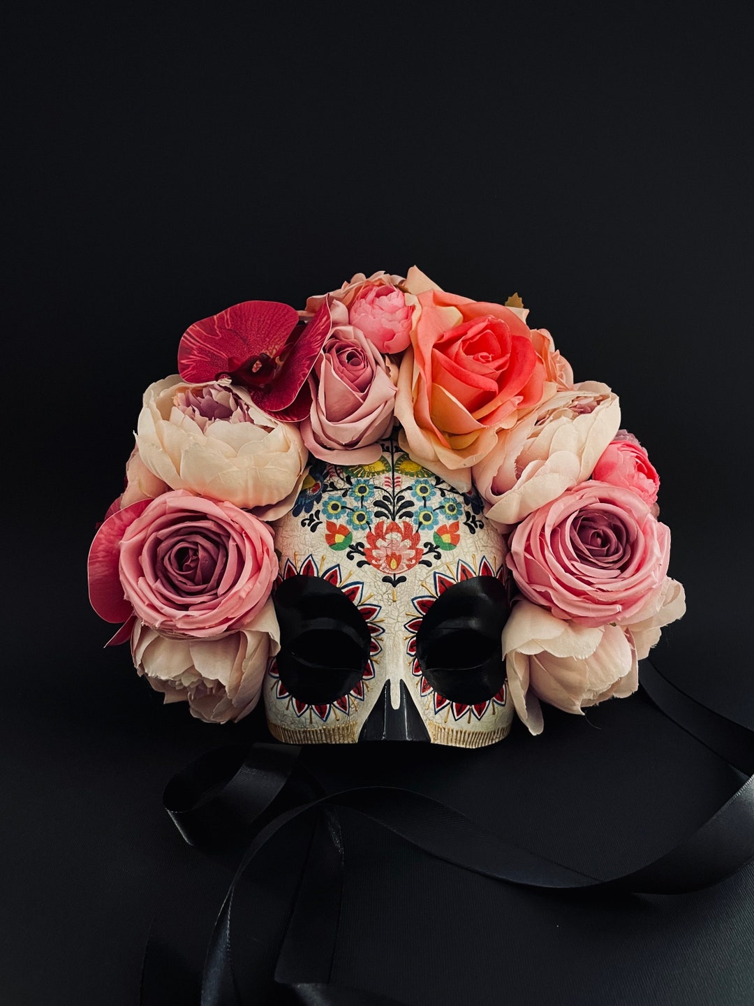 MADE TO ORDER . Catrina Mask. Half Face Catrina Mask. Day of the Dead ...