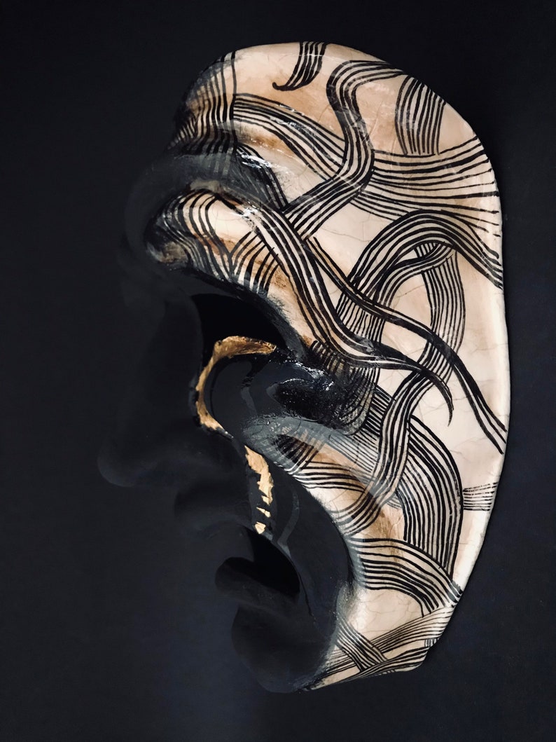 Made to Order . Tragedy Mask. Theater Mask. Masquerade Mask. - Etsy