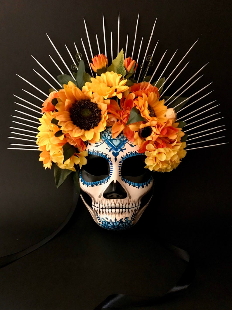 Made to order Catrina Mask with flowers .Day of the dead | Etsy
