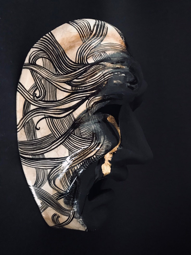 Made to Order . Tragedy Mask. Theater Mask. Masquerade Mask. - Etsy