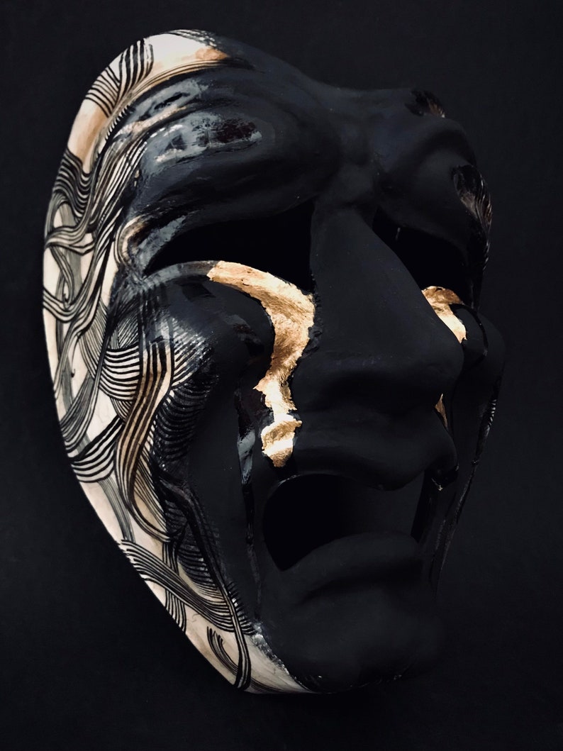 Made to Order . Tragedy Mask. Theater Mask. Masquerade Mask. - Etsy